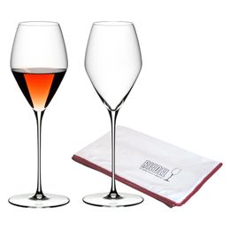Weinglas "Ros&eacute; Weingl&auml;ser + Poliertuch Veloce 347 ml 2er Set transparent", bunt, RIEDEL THE WINE GLASS COMPANY, Trinkgef&auml;&szlig;e