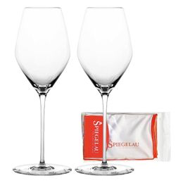 Spiegelau Champagnerglas "Champagnergl&auml;ser + Poliertuch Hi-Lite 347 ml 2er Set transparent", bunt, Trinkgef&auml;&szlig;e