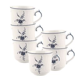 Villeroy & Boch VILLEROY & BOCH Tasse "Kaffeetassen Vieux Luxembourg 120 ml 6er Set wei&szlig;-blau", bunt, Trinkgef&auml;&szlig;e