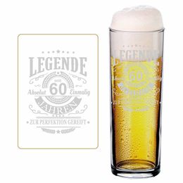 LUXENTU Bierglas "K&ouml;lschglas K&ouml;lner Stange mit Gravur Legende seit 60 Jahren 0,2 Liter transparent", 1 tlg., bunt, Trinkgef&auml;&szlig;e