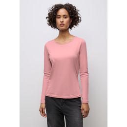 Street One Damen Langarmshirtpowder pink, Gr. 46, unifarben, Web, 100% Baumwolle, Shirts, Basic