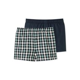 Schiesser Jungen Webboxer "Web-Boxershorts 2er Pack", Gr. 176, blau, Obermaterial: 100% Baumwolle CO., Unterhosen