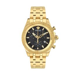 Versace Damen Chronograph "FORNAX"goldfarben, schwarz, Armbanduhren, Quarzuhr, Armbanduhr, Herrenuhr, Swiss Made, Edelstahlarmband, analog