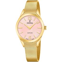 Festina Damen Quarzuhr "Grace", gold, Armbanduhren, Armbanduhr, Damenuhr, Swiss Made, Edelstahlarmband, Saphirglas