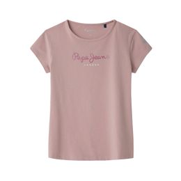 Pepe Jeans M&auml;dchen T-Shirt "T-Shirt HANA GLITTER 1er Pack", pink, Gr. 188, Obermaterial: 95% Baumwolle CO. 5% Elasthan EL., Shirts