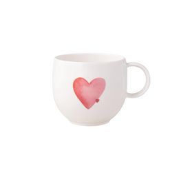 Villeroy & Boch VILLEROY & BOCH Becher "Henkelbecher Sending Love With Love 290 ml wei&szlig;-rot", bunt, Trinkgef&auml;&szlig;e