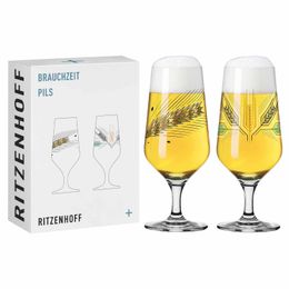 Ritzenhoff Bierglas "Biergl&auml;ser Gerste Brauchzeit 374 ml 2er Set transparent", 2 tlg., bunt, Trinkgef&auml;&szlig;e