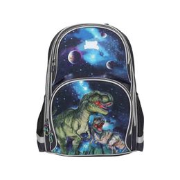 Depesche Kinder Rucksack "Schulrucksack GALAXY Dino World 16 x 33 cm grau-gr&uuml;n", bunt, Polyester, Rucks&auml;cke