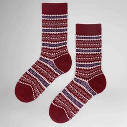 Hudson Damen Socken "Socke Fancy Nordic", Gr. 39, lila, Obermaterial: 45% Polyamid PA. 20% Wolle WO. 16% Viskose CV. 14% Baumwolle CO. 4% Kaschmir