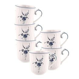 Villeroy & Boch VILLEROY & BOCH Becher "Kaffeebecher Vieux Luxembourg 290 ml 6er Set wei&szlig;-blau", bunt, Trinkgef&auml;&szlig;e