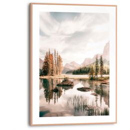 Poster Reinders, B:30cm H:40cm T:1,6cm, beige, MDF, Wohnzimmer, Bilder, "Bergsee"