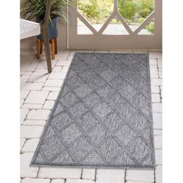 Teppich Carpet City, B:80cm H:5mm L:150cm, grau, Polypropylen, Wohnzimmer, Teppiche, "In-& Outdoorteppich Santorini 457, 3D-Effekt, Raute-Look",