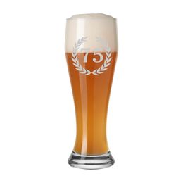 LUXENTU Bierglas "Weizenbierglas mit Gravur 75. Jubil&auml;um 0,5 l transparent", 1 tlg., bunt, Trinkgef&auml;&szlig;e