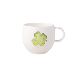 Villeroy & Boch VILLEROY & BOCH Becher "Henkelbecher Good Luck With Love 290 ml wei&szlig;-gr&uuml;n", bunt, Trinkgef&auml;&szlig;e