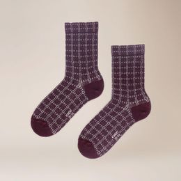 Kunert Damen Socken "Socke Dots Check", Gr. 35, lila, Obermaterial: 82% Baumwolle CO. 15% Polyamid PA. 3% Elasthan EL., Socken