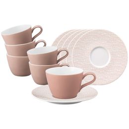 Seltmann Weiden Tasse "Kaffeetassen mit Untertassen Life Fashion 240 ml 6er Set", 12 tlg., rosa, Trinkgef&auml;&szlig;e
