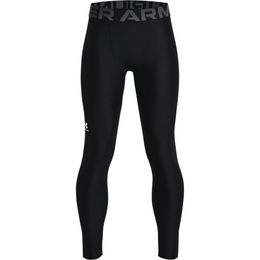 Under Armour Kinder Trainingstights "UA HG ARMOUR LEGGINGS"schwarz,, wei&szlig;, Gr. M, Obermaterial: 86% Polyester, 14% Elasthan, Hosen, sportlicher Stil,