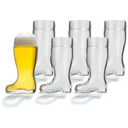 ST&Ouml;LZLE Bierglas "Biergl&auml;ser Stiefel 1000 ml 6er Set transparent", bunt, Trinkgef&auml;&szlig;e