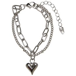 Urban Classics Damen Armband "Urban Classics Unisex Heart Icon Layering Bracelet", L/XL, Eisensilber, Eisen, Armb&auml;nder