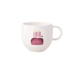 Villeroy & Boch VILLEROY & BOCH Becher "Henkelbecher Happy Birthday With Love 290 ml wei&szlig;-rot", bunt, Trinkgef&auml;&szlig;e
