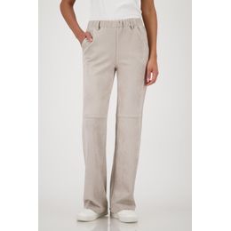 monari Damen Lederimitathose "Hose Lederimitat Velours", beige, Gr. 40, unifarben, Web, Obermaterial: 93% Polyester, 7% Elasthan, Hosen, Gerade