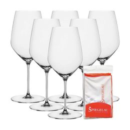 Spiegelau Rotweinglas "Bordeauxgl&auml;ser + Poliertuch Hi-Lite 650 ml 6er Set transparent", bunt, Trinkgef&auml;&szlig;e