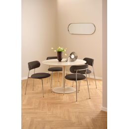 Esszimmerstuhl ACTONA GROUP "Lyric, K&uuml;chenstuhl, mit gepolsterter Sitzfl&auml;che", braun, chrom, braun, B:52cm H:78cm T:47,5cm, Stoff, St&uuml;hle, Esszimmerstuhl, Stuhl, Chenille, Retro-Futur, Chromstahlgestell, FSC&trade;