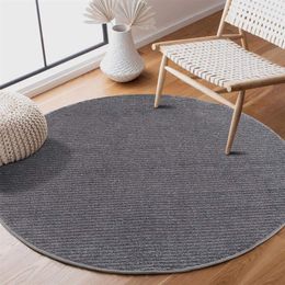 Teppich Carpet City, H:12mm &Oslash;:200cm, grau, Polypropylen, Wohnzimmer, Teppiche, "Frise&eacute;-Teppich FANCY900", Kurzflor, Einfarbig, 3D-Optik, Streifen Look