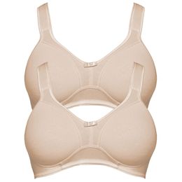 SuSa Damen Entlastungs-BH "2er Pack Entlastungs BH ohne B&uuml;gel Basics", Gr. 90, beige, Stoff, Obermaterial: 97% Baumwolle CO. 3% Elasthan EL., BHs