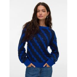 V&eacute;ro Moda VERO MODA Damen Strickpullover "VMBUBLY LS O-NECK PULLOVER BOO"surf the web detail:with navy blazer, Gr. XS, gemustert, Strick, Obermaterial: 100%
