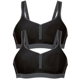 Anita Damen Sport-BH "2er Pack Sport BH ohne B&uuml;gel Performance", Gr. 75, schwarz, Obermaterial: 62% Polyamid PA. 21% Polyester PES. 17% Elasthan EL.,