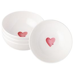 Villeroy & Boch VILLEROY & BOCH Schale "M&uuml;slischalen Sending Love With Love &oslash; 16,9 cm 4er Set wei&szlig;-rot", bunt, Sch&uuml;sseln