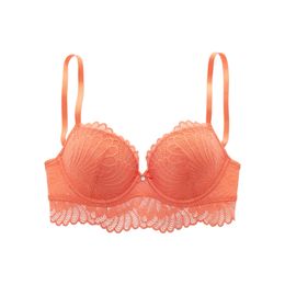 s.Oliver Damen Push-up-BH "Sophie", Gr. 90, orange, Spitze, Obermaterial: 90% Polyamid, 10% Elasthan, BHs, aus feiner Spitze in leichter Longform,