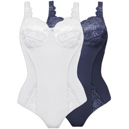SuSa Damen Body "2er Pack Body ohne B&uuml;gel Latina", Gr. 75, bunt, Obermaterial: 78% Polyamid PA. 15% Elasthan EL. 7% Baumwolle CO., Bodys