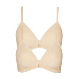 LISCA Damen Schalen-BH "2er Pack Schalen BH ohne B&uuml;gel Laura", Gr. 95, beige, Stoff, Obermaterial: 75% Polyamid PA. 25% Elasthan EL., BHs