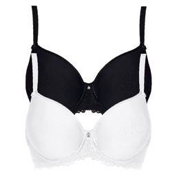 Viania Damen T-Shirt-BH "2er Pack Spacer B&uuml;gel BH Leni", Gr. 90, bunt, Stoff, Obermaterial: 46% Polyamid PA. 45% Polyester PES. 9% Elasthan EL., BHs