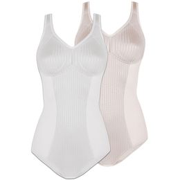 SuSa Damen Body "2er Pack Body ohne B&uuml;gel Cremona", Gr. 100, bunt, Obermaterial: 68% Polyamid PA. 32% Elasthan EL., Bodys