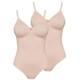 SuSa Damen Body "2er Pack Body ohne B&uuml;gel Basic", Gr. 95, beige, Stoff, Obermaterial: 82% Polyamid PA. 18% Elasthan EL., Bodys
