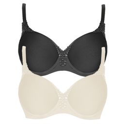 Viania Damen T-Shirt-BH "2er Pack Spacer B&uuml;gel BH Carola", Gr. 80, bunt, Stoff, Obermaterial: 62% Polyamid PA. 27% Polyester PES. 11% Elasthan EL.,