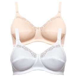 SuSa Damen B&uuml;gelloser BH "2er Pack BH ohne B&uuml;gel Cotton", Gr. 90, bunt, Obermaterial: 100% Baumwolle CO., BHs
