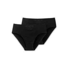 Schiesser Damen Slip "Slip Cotton Essentials 2er Pack", Gr. L, schwarz, Obermaterial: 100% Baumwolle CO., Unterhosen