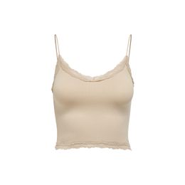 Only Damen T-Shirt "T-Shirt ONLVICKY LACE SEAMLESS CROPPED TOP 1er Pack", beige, Gr. SM, Obermaterial: 92% Polyamid PA. 8% Elasthan EL., Shirts