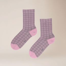 Kunert Damen Socken "Socke Dots Check", Gr. 35, rosa, Obermaterial: 82% Baumwolle CO. 15% Polyamid PA. 3% Elasthan EL., Socken