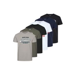 Jack & Jones JACK & JONES Herren T-Shirt "T-Shirt JJETHAN TEE CREW NECK 3PK 6er Pack", bunt, Gr. XXL, Obermaterial: 100% Baumwolle CO., Shirts