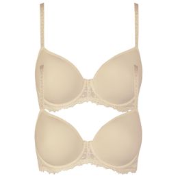 Nina von C. Damen T-Shirt-BH "2er Pack Spacer BH mit B&uuml;gel Millefleurs", Gr. 90, beige, Obermaterial: 85% Polyamid PA. 15% Elasthan EL., BHs