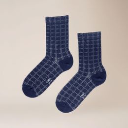 Kunert Damen Socken "Socke Dots Check", Gr. 35, grau, Obermaterial: 82% Baumwolle CO. 15% Polyamid PA. 3% Elasthan EL., Socken