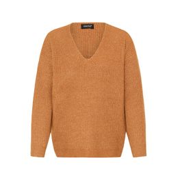 oxmo Damen V-Ausschnitt-Pullover "V-Ausschnitt-Pullover OXCallie", braun, Gr. S, Obermaterial: 93% Polyester PES. 5% Wolle mw. 2% Elasthan EL.,