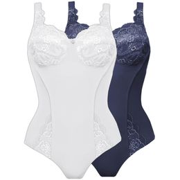SuSa Damen Body "2er Pack Body ohne B&uuml;gel Latina", Gr. 90, bunt, Obermaterial: 78% Polyamid PA. 15% Elasthan EL. 7% Baumwolle CO., Bodys