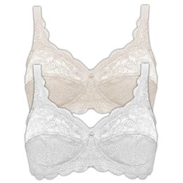 SuSa Damen B&uuml;gelloser BH "2er Pack BH ohne B&uuml;gel Latina", Gr. 85, bunt, Spitze, Obermaterial: 77% Polyamid PA. 15% Baumwolle CO. 8% Elasthan EL., BHs