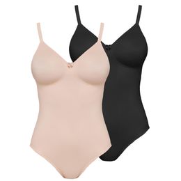 SuSa Damen Body "2er Pack Body ohne B&uuml;gel Basic", Gr. 90, bunt, Stoff, Obermaterial: 82% Polyamid PA. 18% Elasthan EL., Bodys
